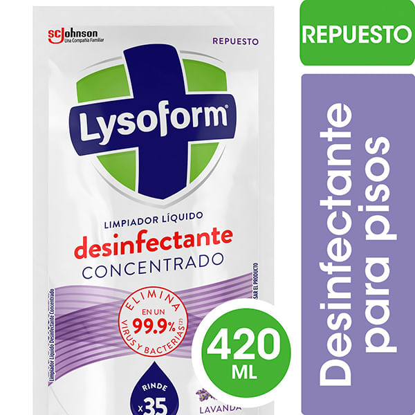 Limpiador Líquido Lysoform Desinfectante Pisos Lavanda 420 ml - Abastecedor